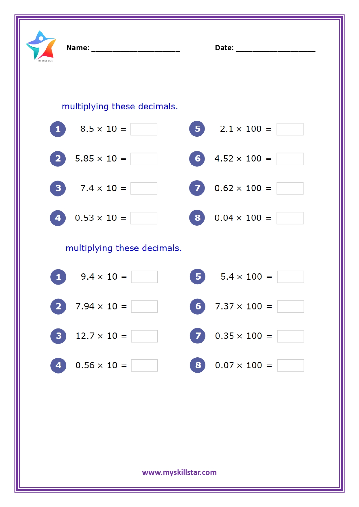 Math Worksheets For Grade 5 My Skill Star Math Worksheets For Grade 5 My Skill Star