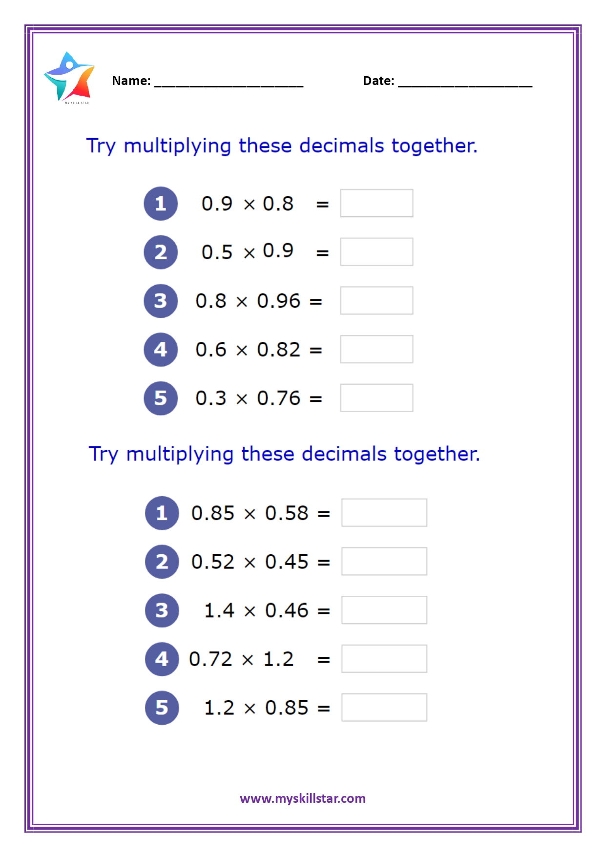 Math Worksheets For Grade 5 My Skill Star Math Worksheets For Grade 5 My Skill Star